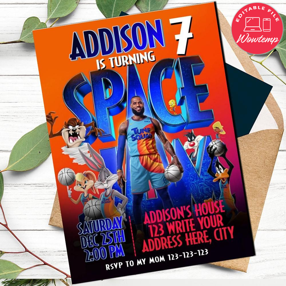 Space jam 2 Party Invite Template to Print at Home | Wowtemp