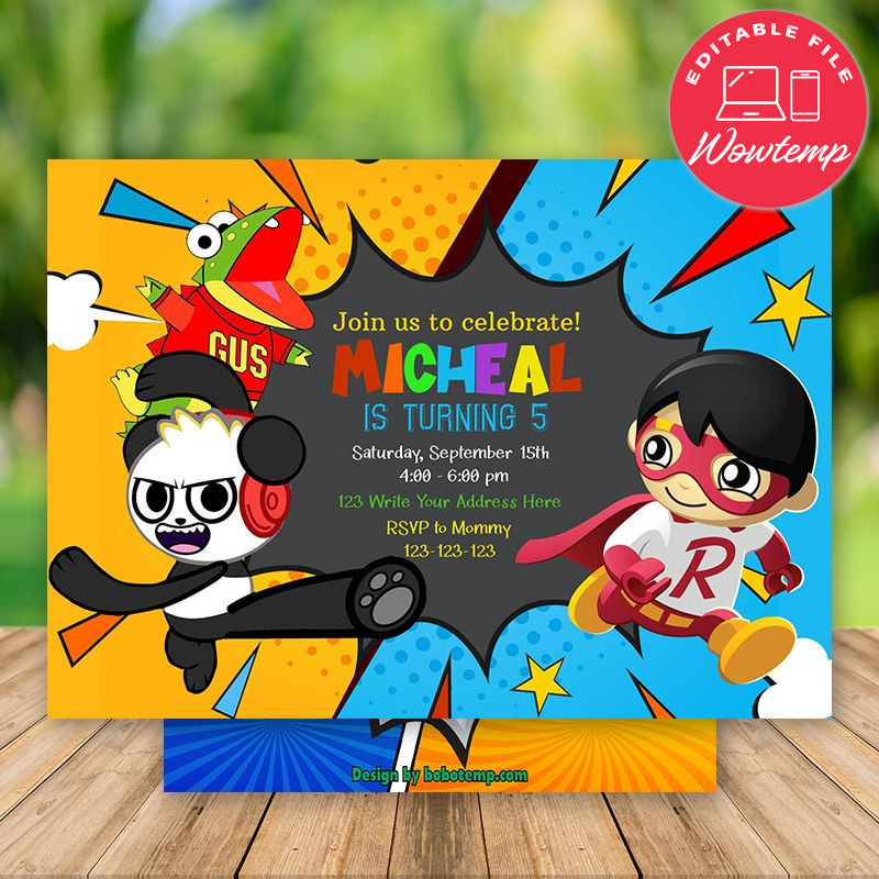 Ryan's World Birthday Invitation Printable | Wowtemp