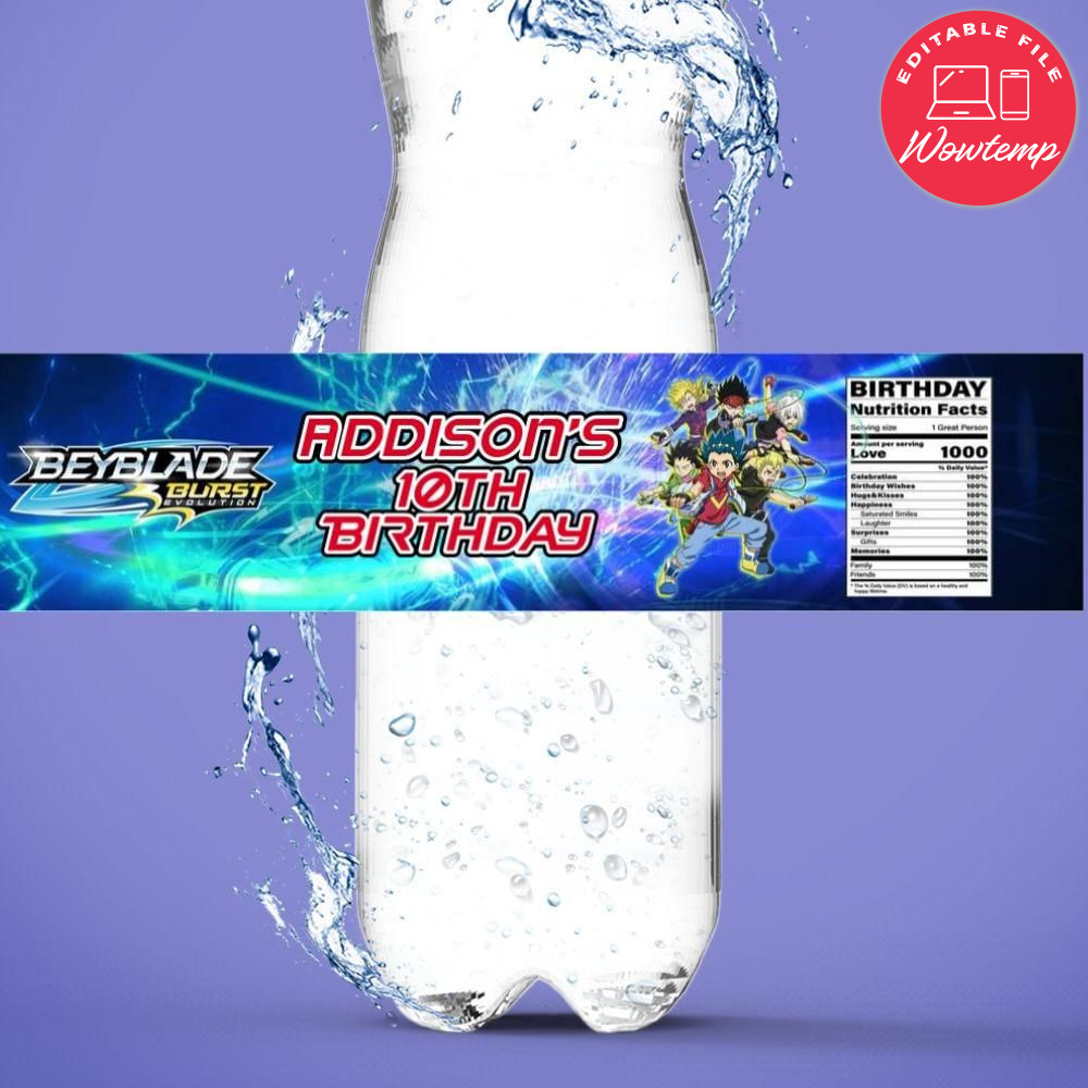 Beyblade Water Bottle Label Template DIY | Zingtemp
