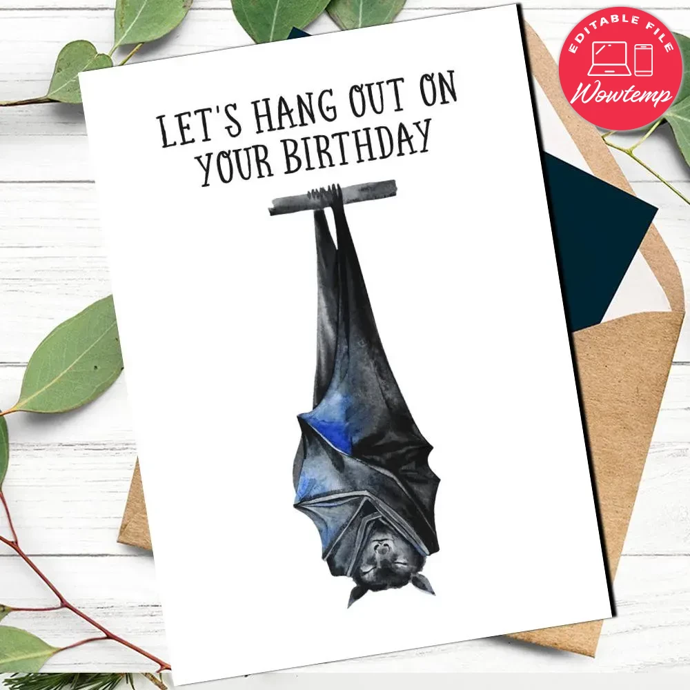 Let's hang out on your birthday Bat Halloween Birthday Card DIY | Wowtemp