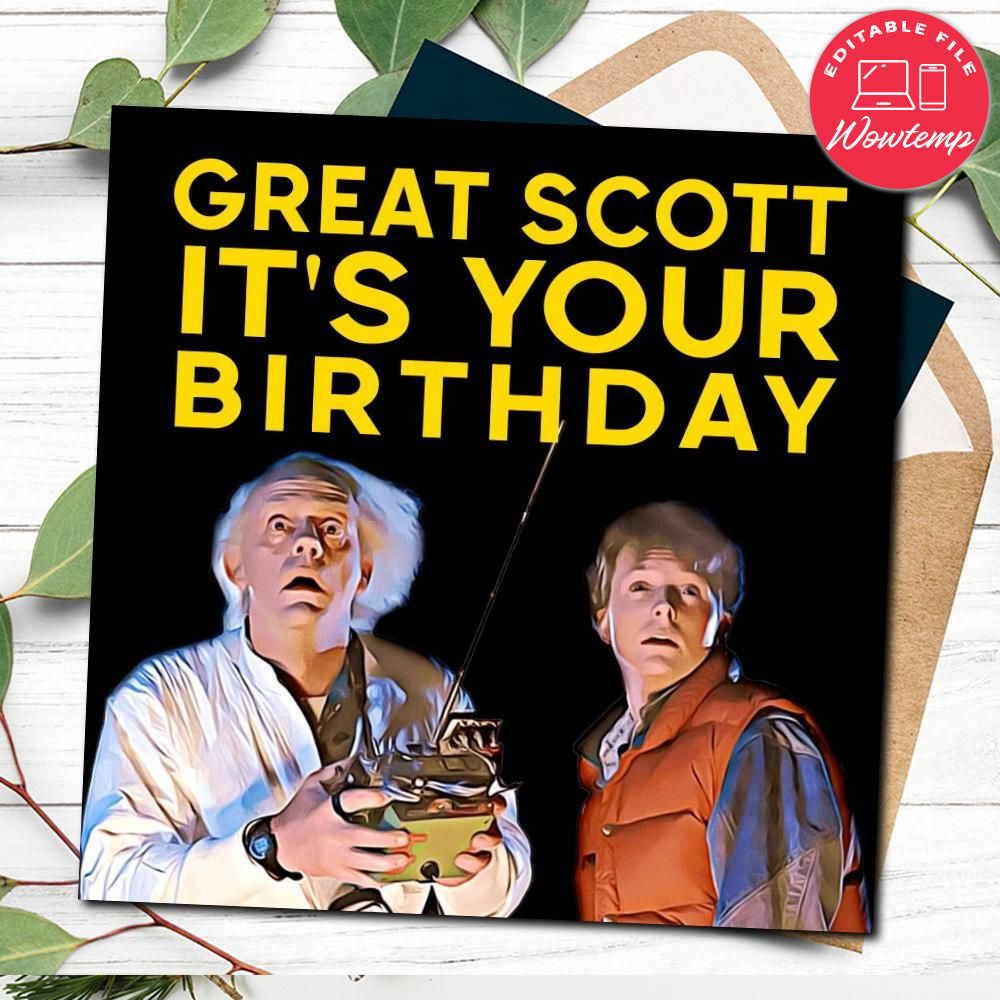 Back to the Future Birthday Card Template to print at home DIY | Wowtemp