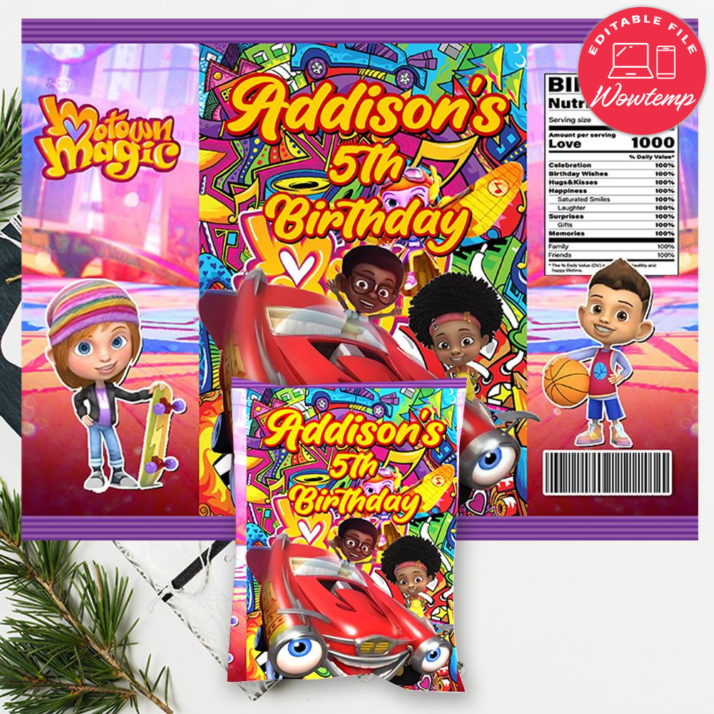 Magic Motown Birthday Chip Bag Digital File Printable DIY | Wowtemp
