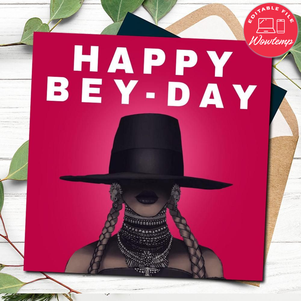 Beyonce Birthday Card Template to print at home Instant Download | Wowtemp