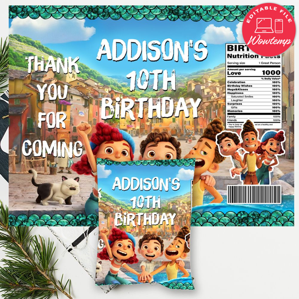 Disney Pixar Luca Chip Bag Digital File Printable DIY | Wowtemp