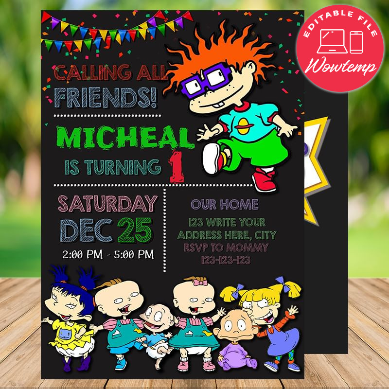 Editable Rugrats Birthday Flyer Digital File | Wowtemp