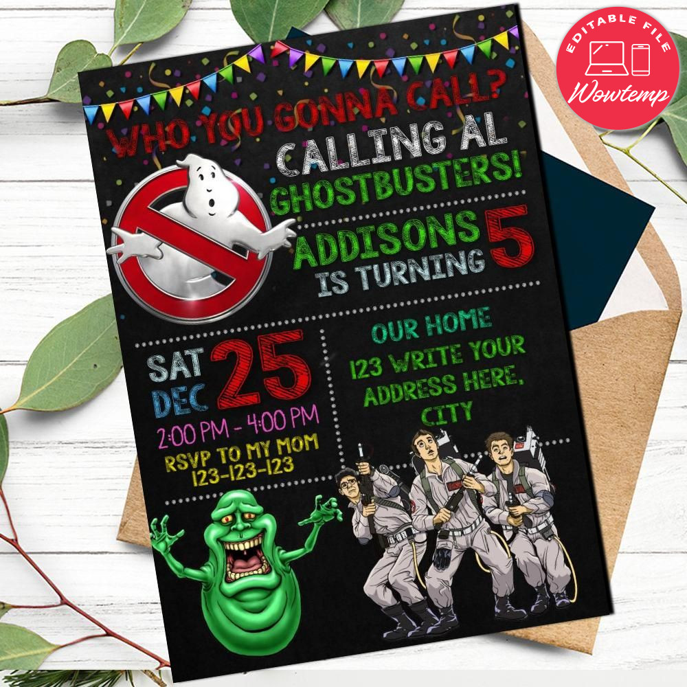 Ghostbusters Invitation Customizable Template Instant Download | Wowtemp