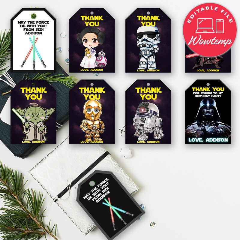 Printable Star Wars Party Favor Tags Instant Download | Wowtemp