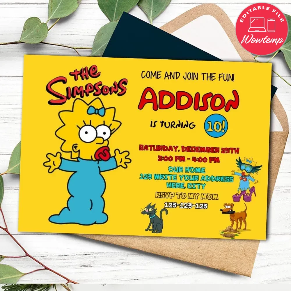 The Maggie Simpsons Invitation Template to Print at Home | Wowtemp