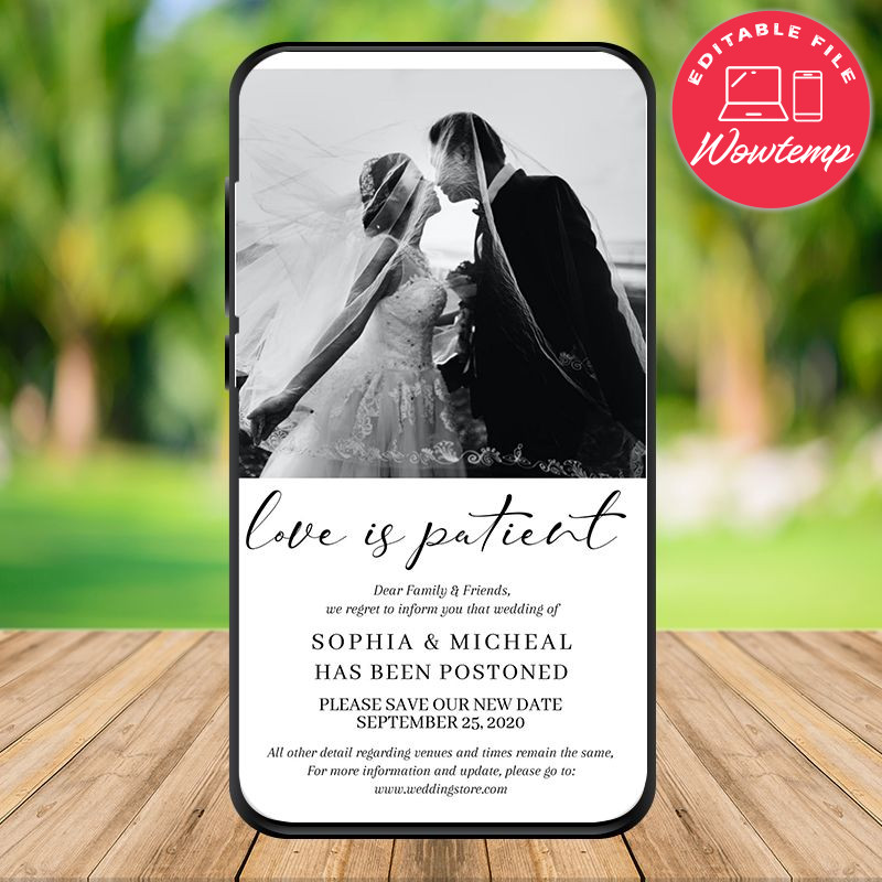 Electronic ReSave The Date Announcement Template Instant Download | Wowtemp