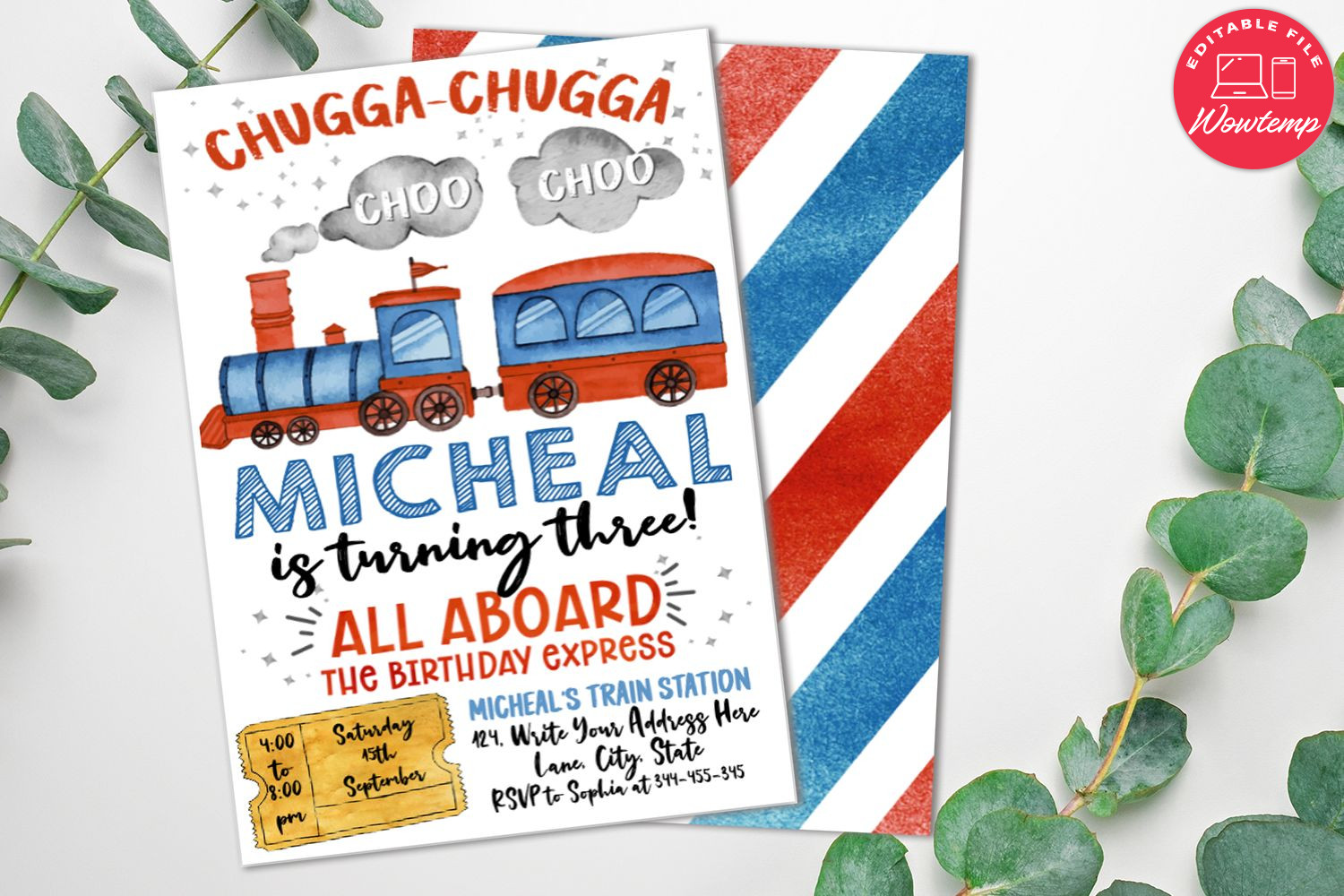 Printable Train Birthday Flyer Steam Engine Train Party | Wowtemp