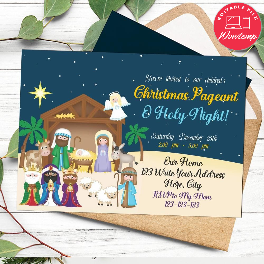 Christmas Pageant Invitation Customizable Template DIY | Wowtemp