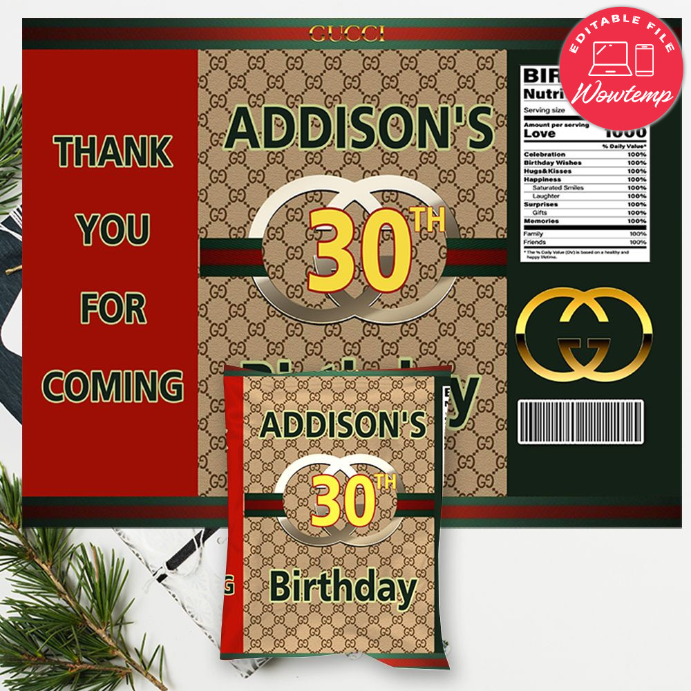 Gucci Birthday Chip Bag Digital File Printable DIY | Wowtemp