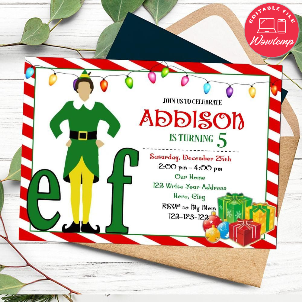 Elf movie night Invitation Customizable Template Instant Download | Wowtemp