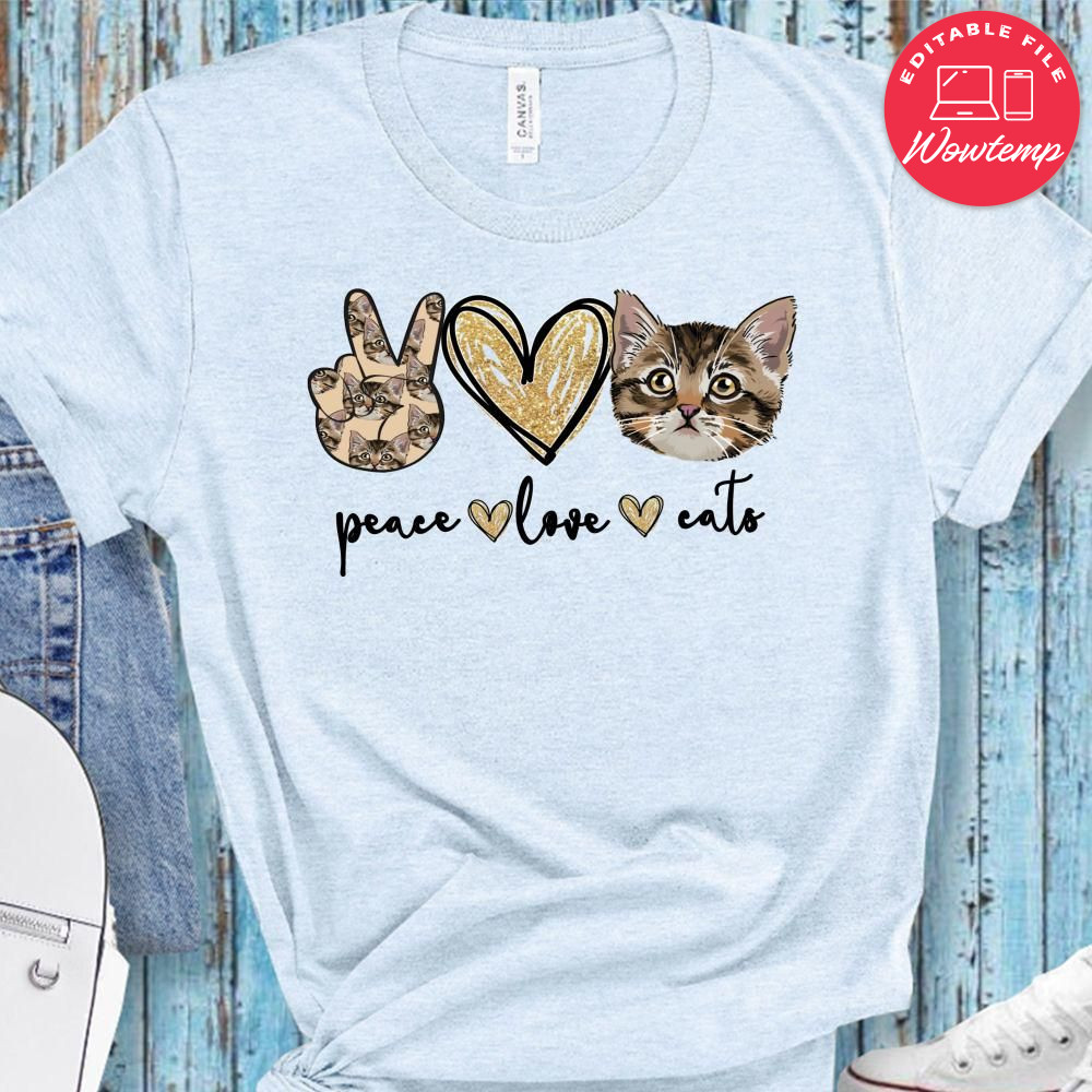Peace Love Cats Tabby Cat PNG file template | Wowtemp