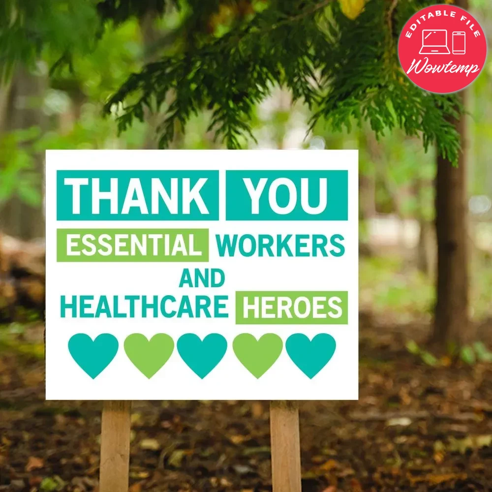Thank You Essential Workers Outdoor Sign Printable DIY | Wowtemp