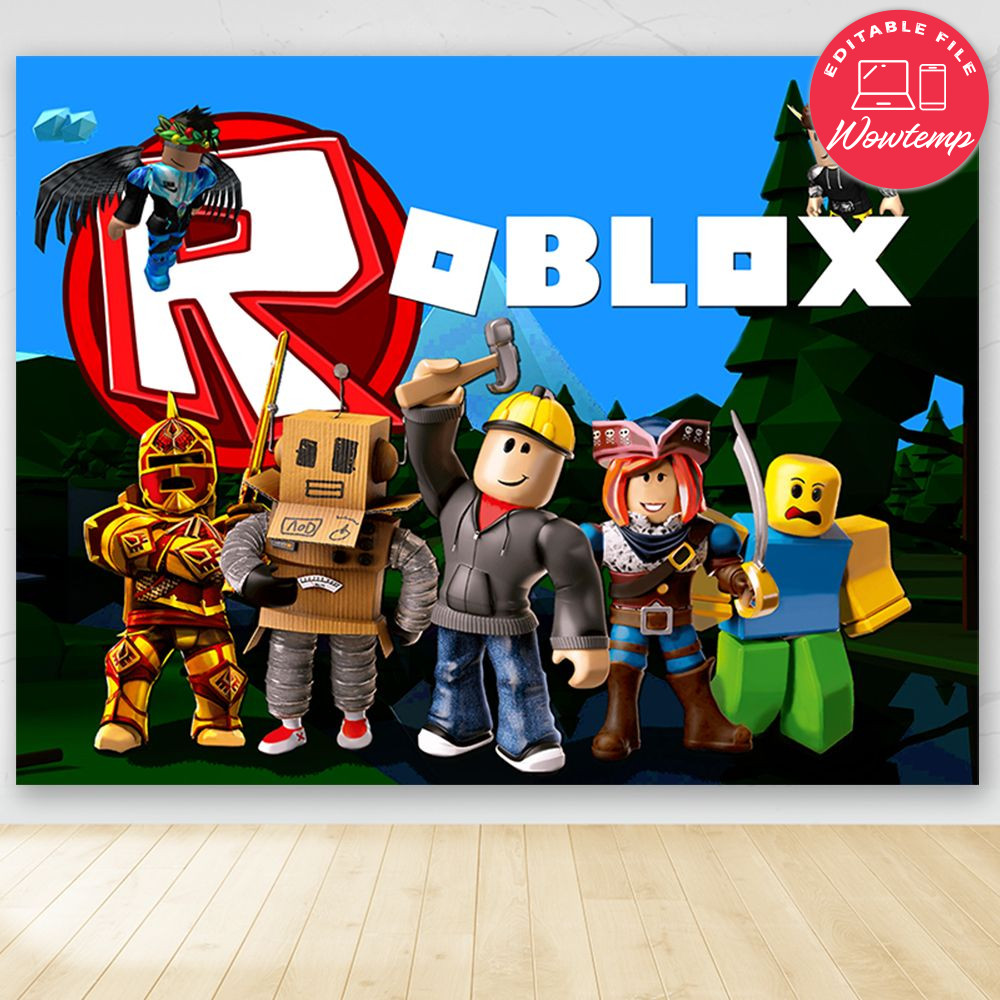 Printable Roblox Backdrop Digital File Template Instant Download | Wowtemp