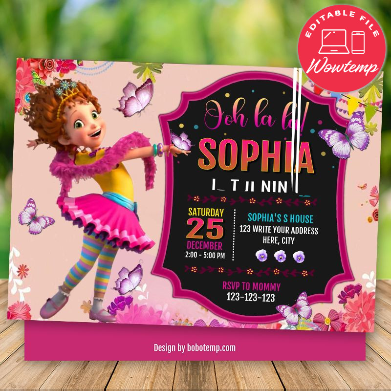 Editable Fancy Nancy Party Invitation Digital File | Wowtemp