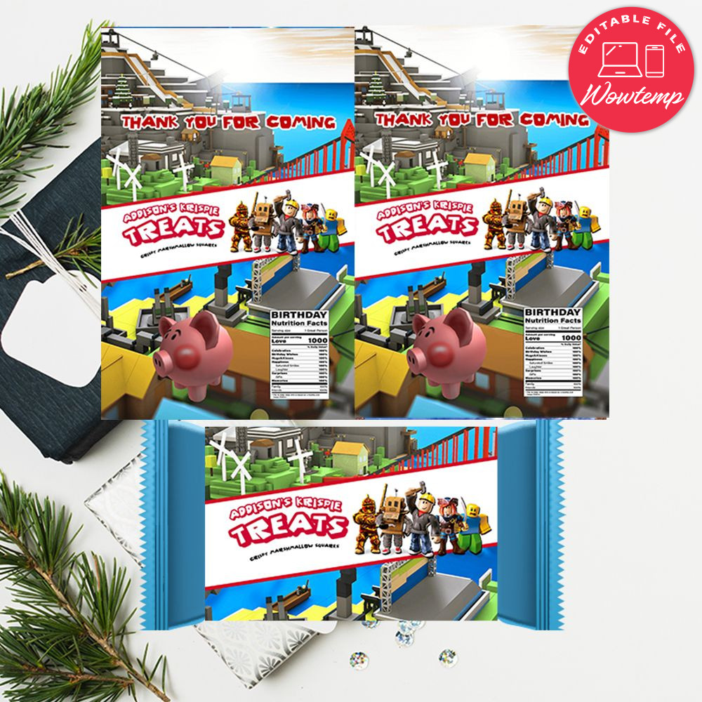 Roblox Gamer Rice Krispie Treat Digital File Printable DIY | Wowtemp