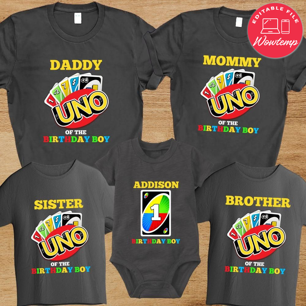 Uno Birthday Family Matching Party PNG file template | Wowtemp