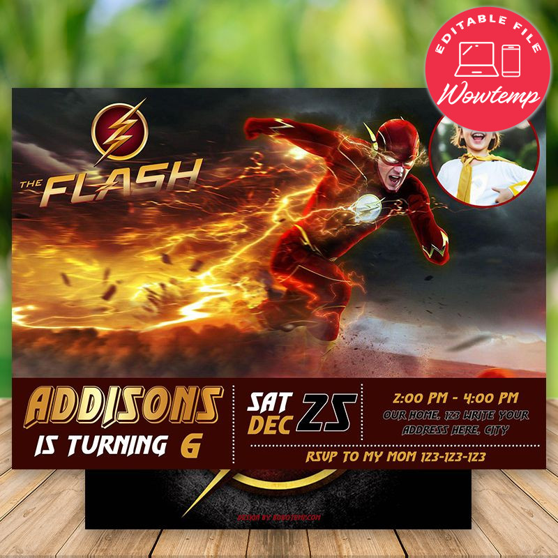 Editable Flash Invitation With Photo Instant Download | Wowtemp