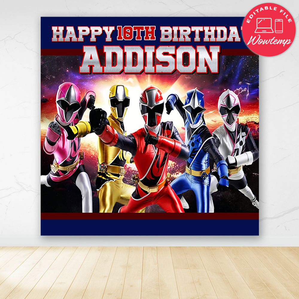 Printable Power Ranger Birthday Backdrop Digital File DIY | Wowtemp