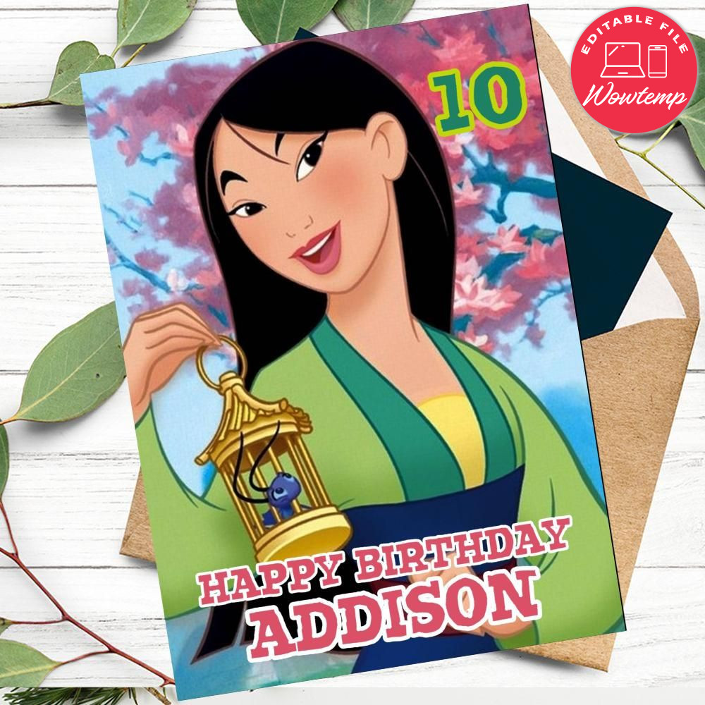 Disney Mulan Birthday Card for Kids | Wowtemp