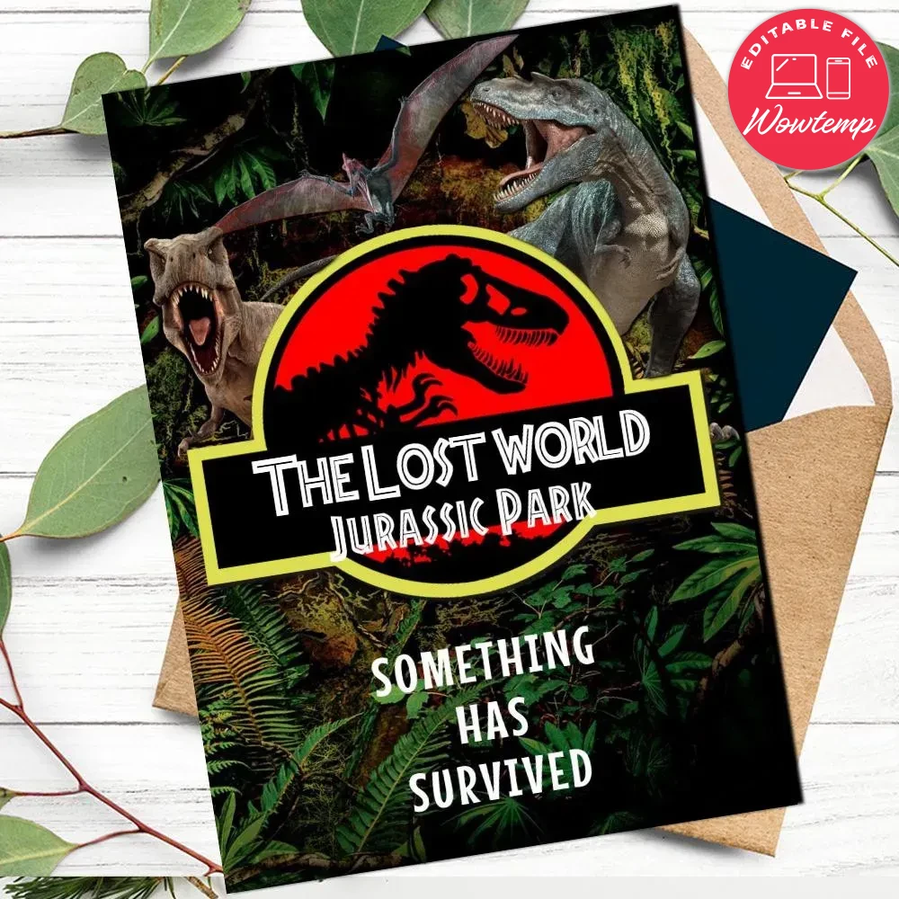 The Lost world Jurassic Invitation Template to print at home DIY | Wowtemp