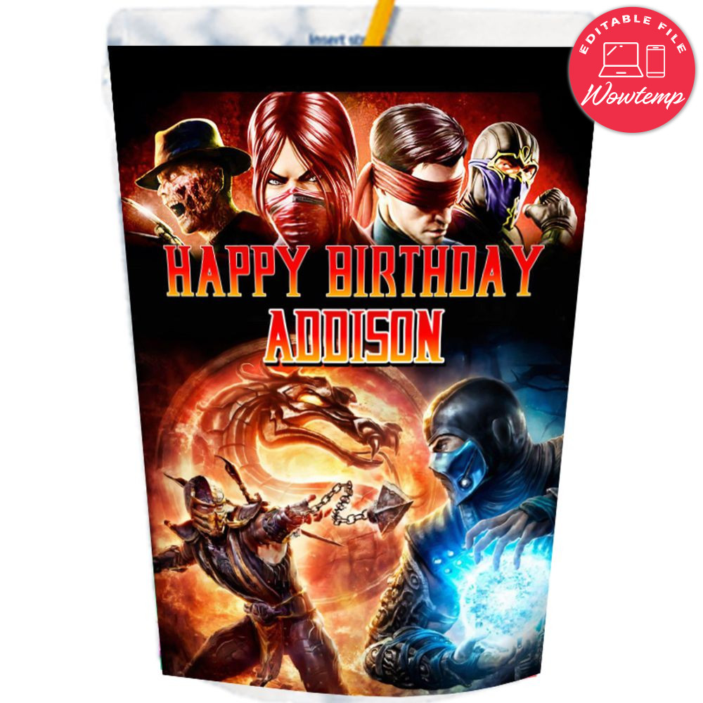 Mortal kombat Capri Sun Labels Digital File Printable | Wowtemp