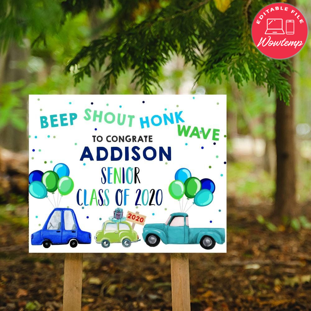Printable Honk and Wave Senior Class of 2020 Yard Sign DIY | Wowtemp