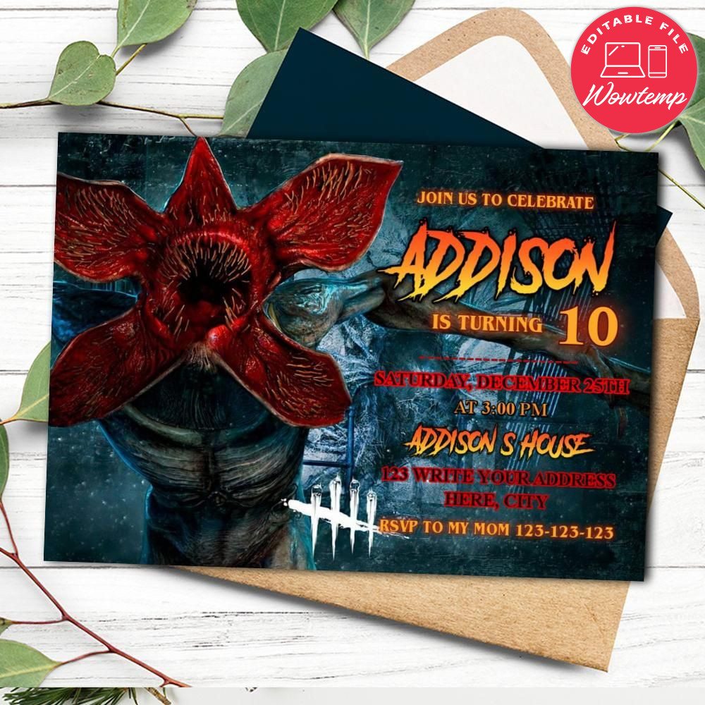 Dead by daylight demogorgon Invitation Template Instant Download | Wowtemp