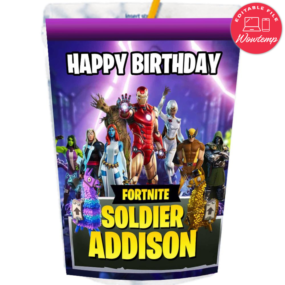 Gamer Marvel Capri Sun Birthday Labels Digital File Printable | Wowtemp