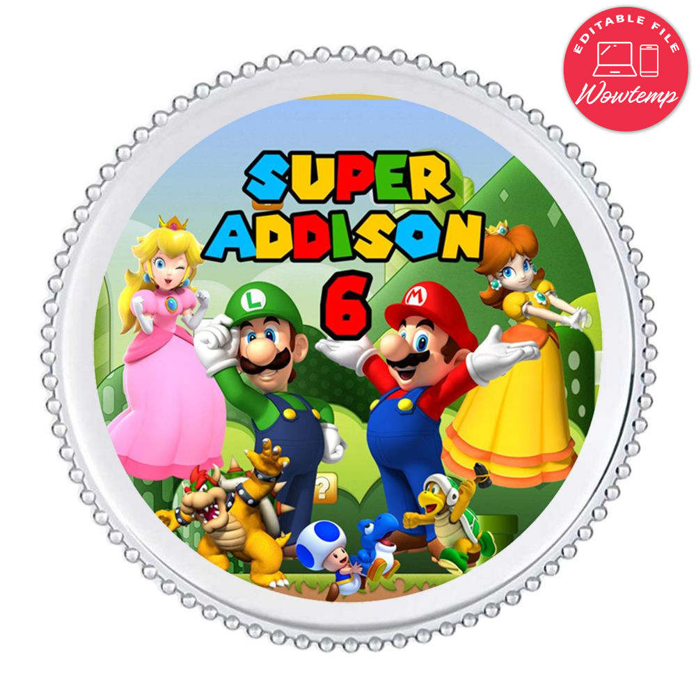Super Mario Charger Plate Label Template DIY | Wowtemp