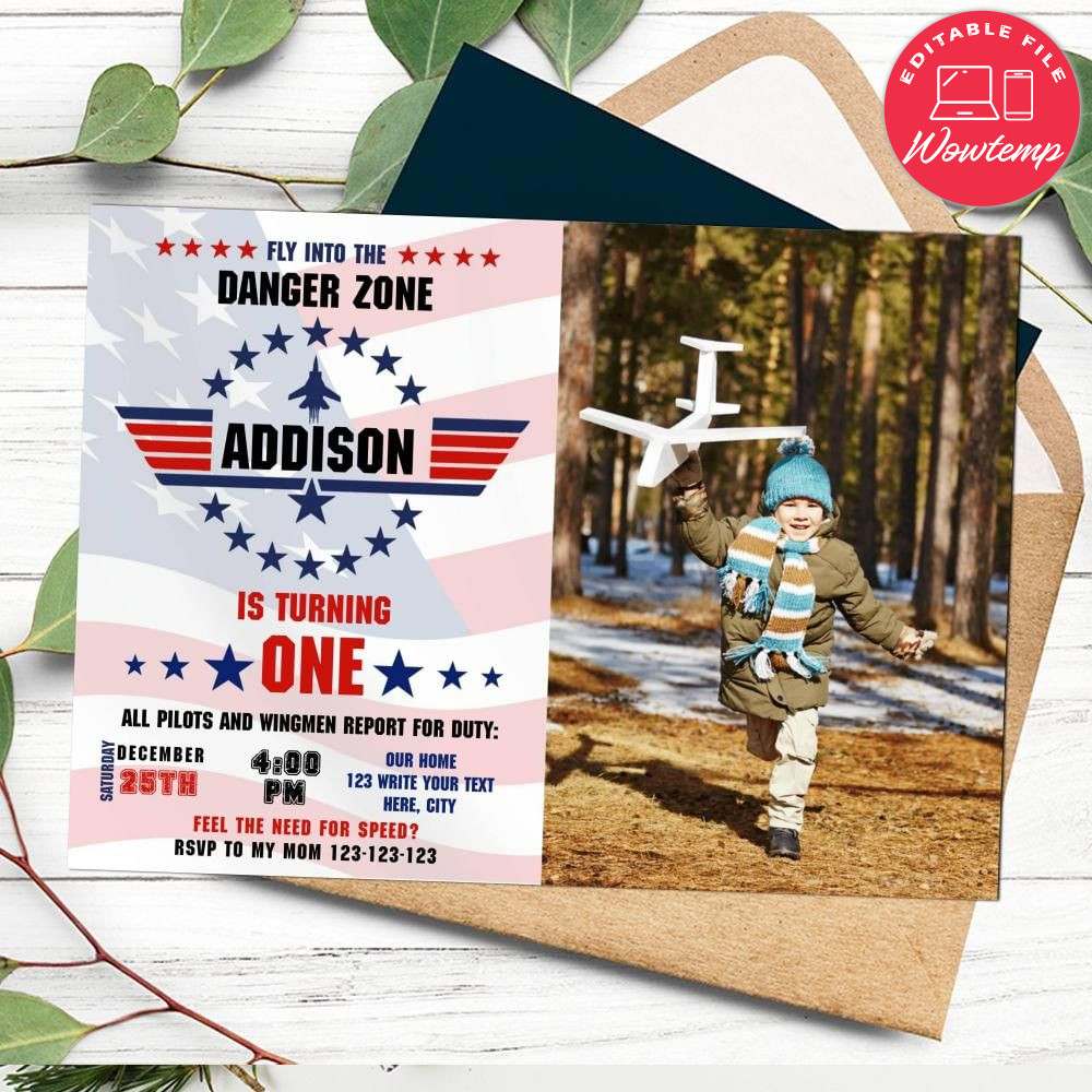 Top Gun Invitation Template with Photo Customizable DIY | Wowtemp