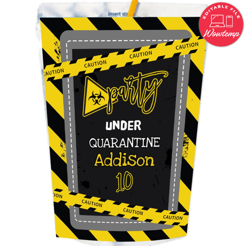 Quarantine Party Capri Sun Labels Digital File Printable | Wowtemp