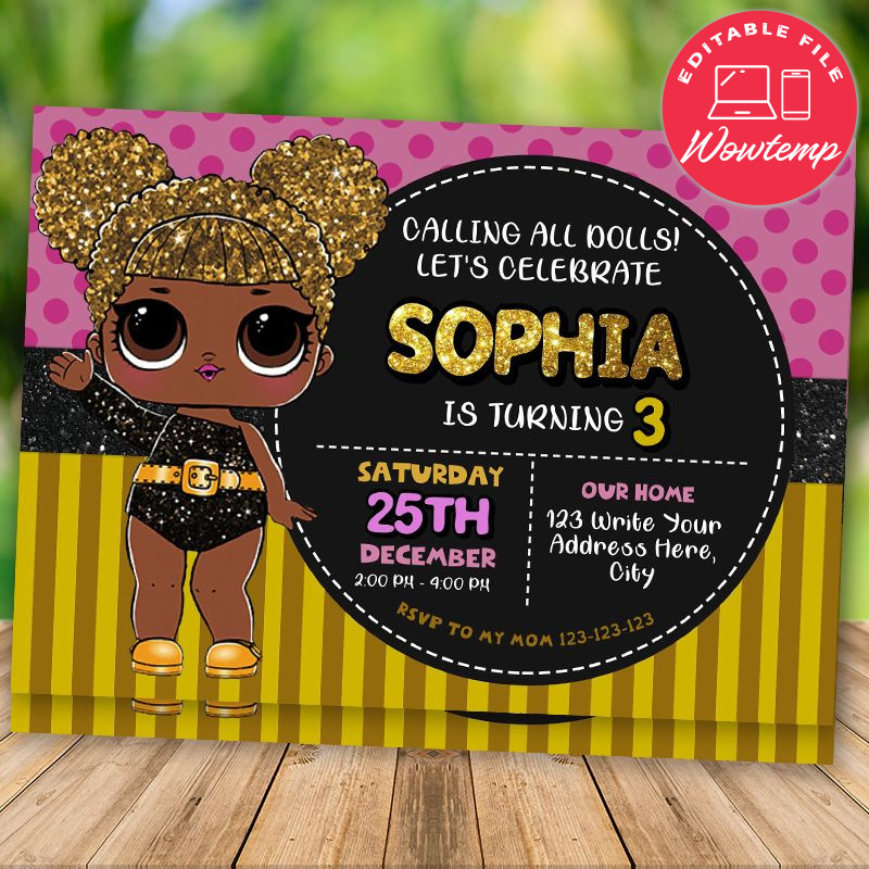 Editable LOL Surprise Dolls Invitation and Free Thank You Tag DIY | Wowtemp