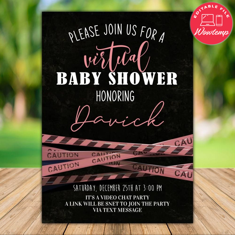 Printable Girl Quarantine Baby Shower Invitation Instant Download | Wowtemp
