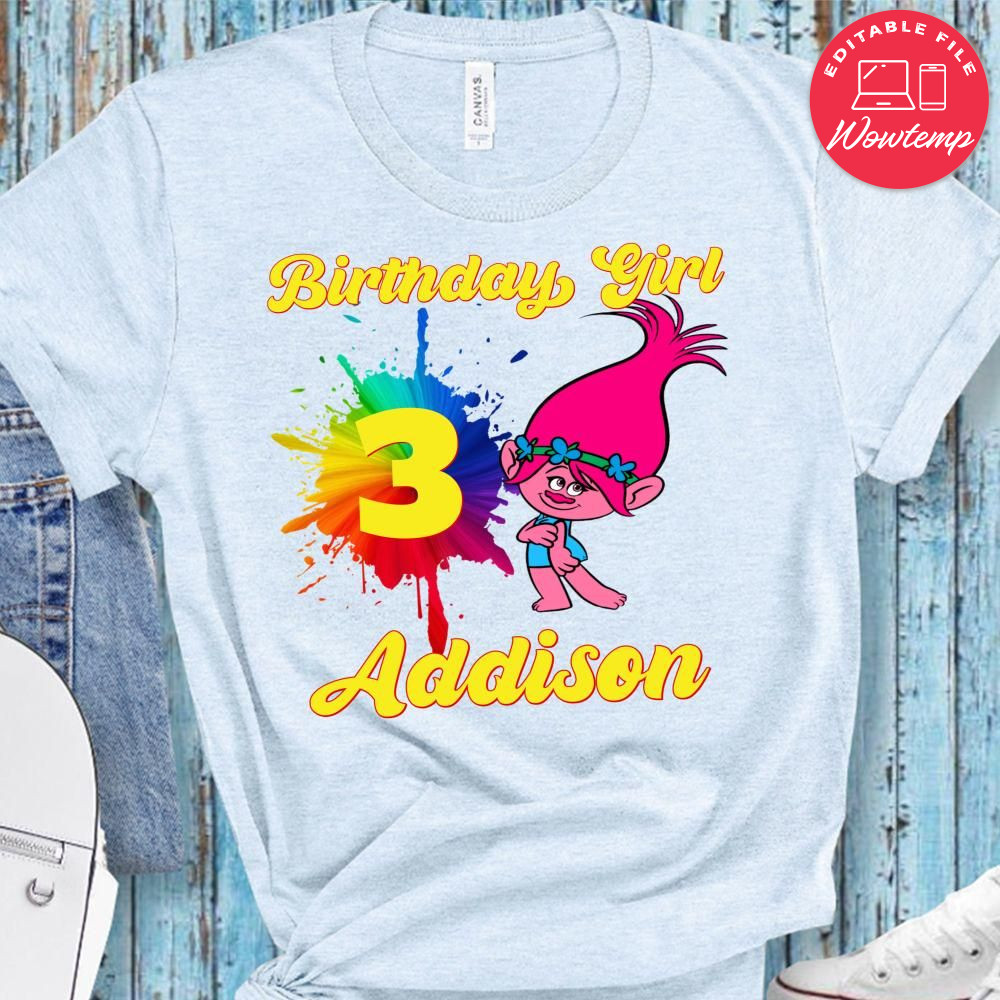 Princess Poppy Trolls Toddler Birthday Shirt | Wowtemp