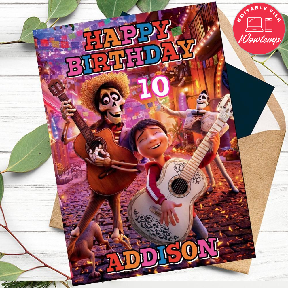 Disney Coco Birthday Card for your Kids DIY | Wowtemp