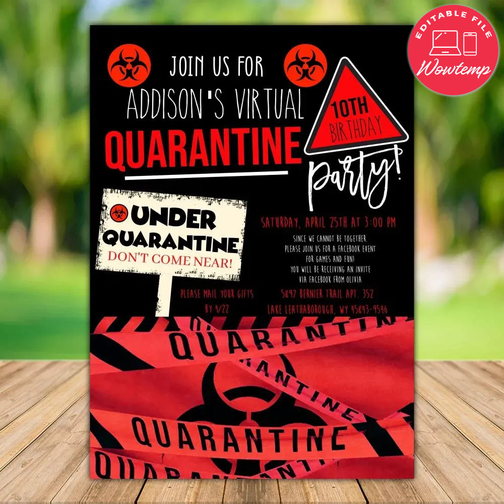 Printable Biohazard Birthday Flyer Template Instant Download | Wowtemp