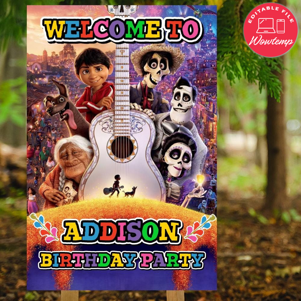 Disney Coco Birthday Welcome Sign Digital File Printable DIY | Wowtemp