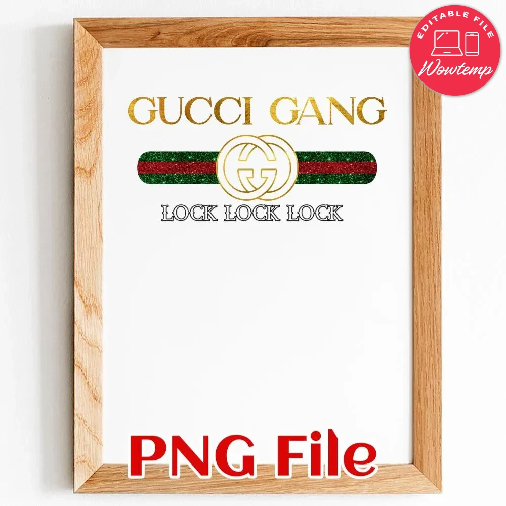 Gucci GANG Logo Vintage Inspired PNG file template | Wowtemp