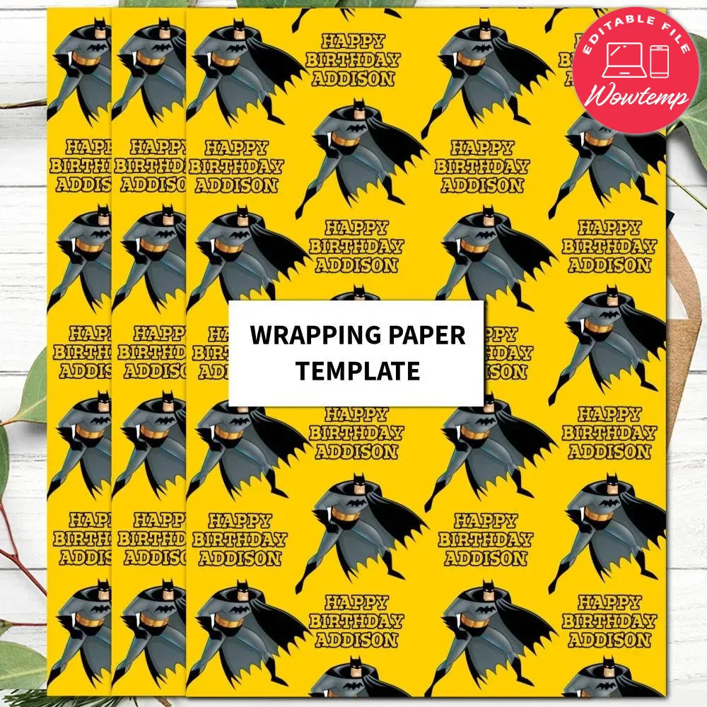 Batman Gift Wrap Template to Print at Home Instant Download | Wowtemp