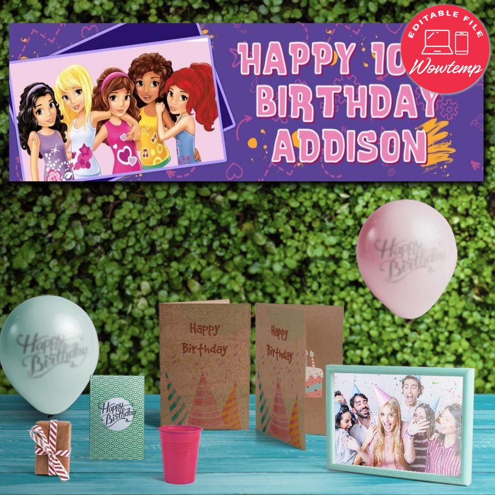 Lego Friends Birthday Banner Printable Instant Download | Wowtemp
