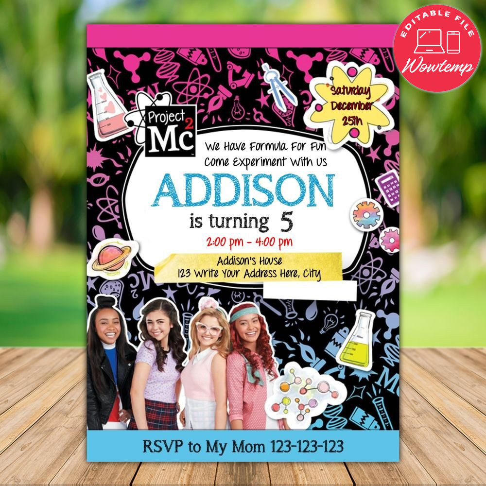 Printable Project MC2 Birthday Invitation Instant Download | Wowtemp