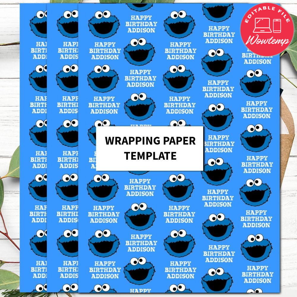 Cookie Monster Digital Paper Template to Print at Home DIY | Wowtemp