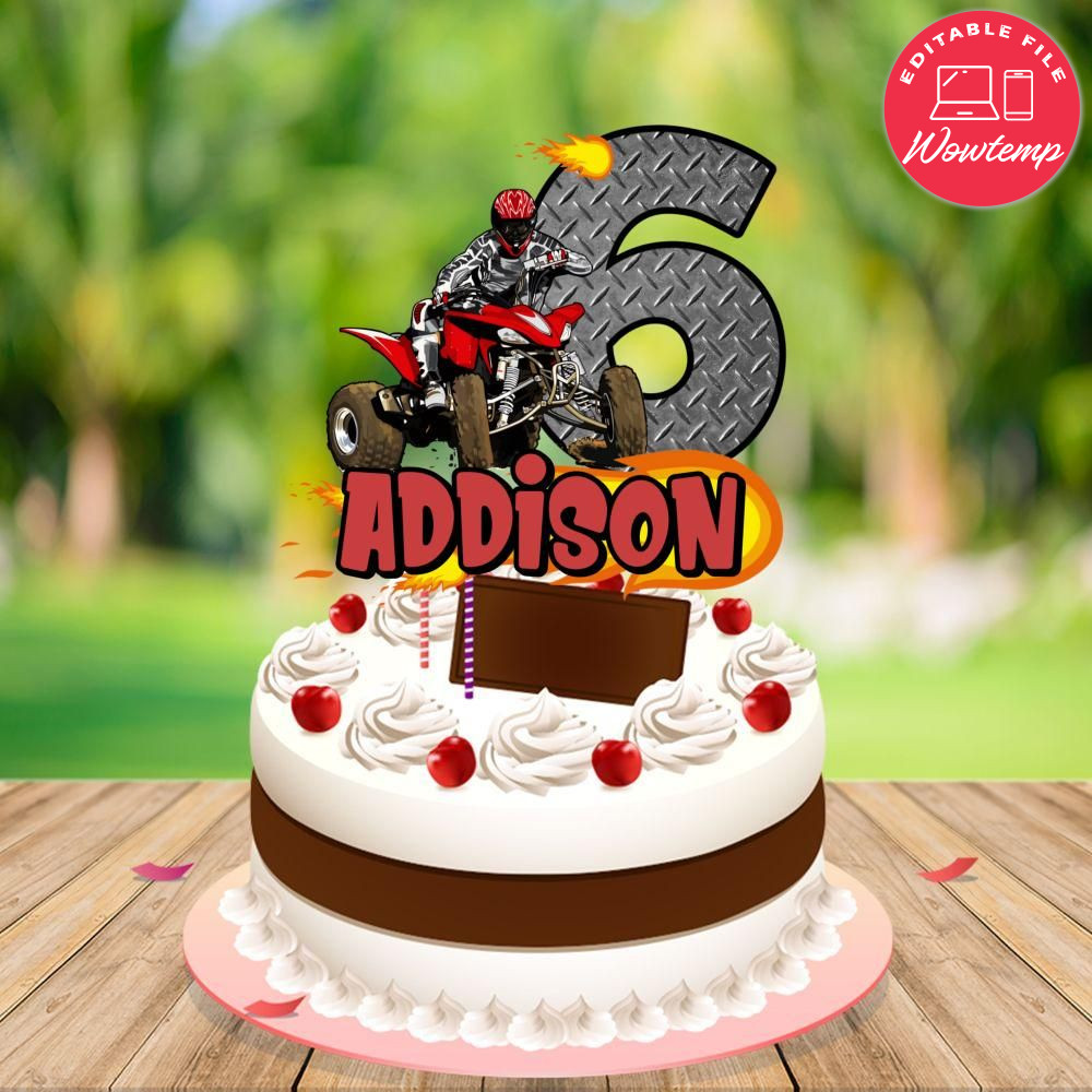 ATV 4 Wheeler Birthday Cake Topper Template Printable DIY | Wowtemp