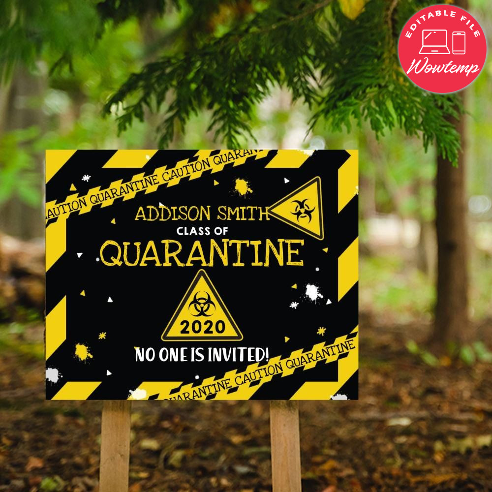 Printable Quarantine Graduation Yard Sign Instant Download | Wowtemp