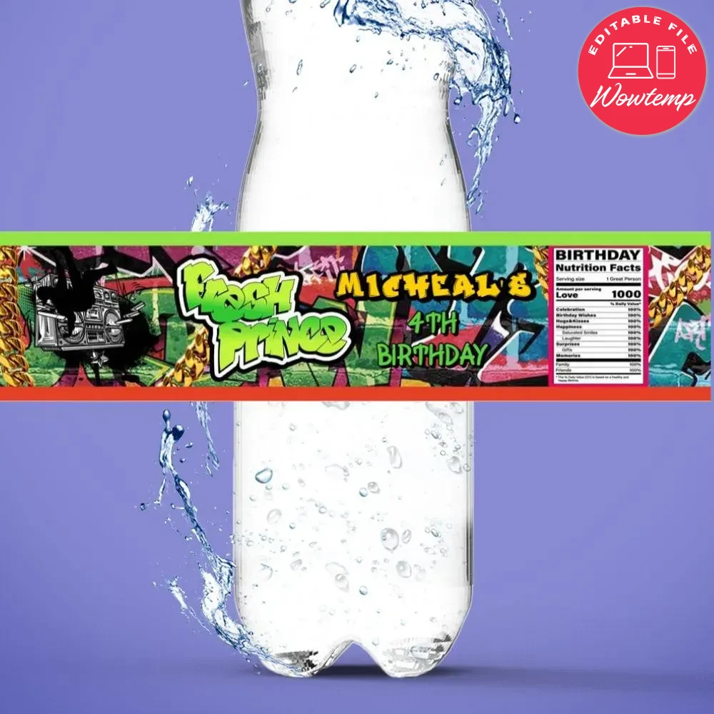 The fresh prince of Bel Air Water Bottle Label Template | Wowtemp