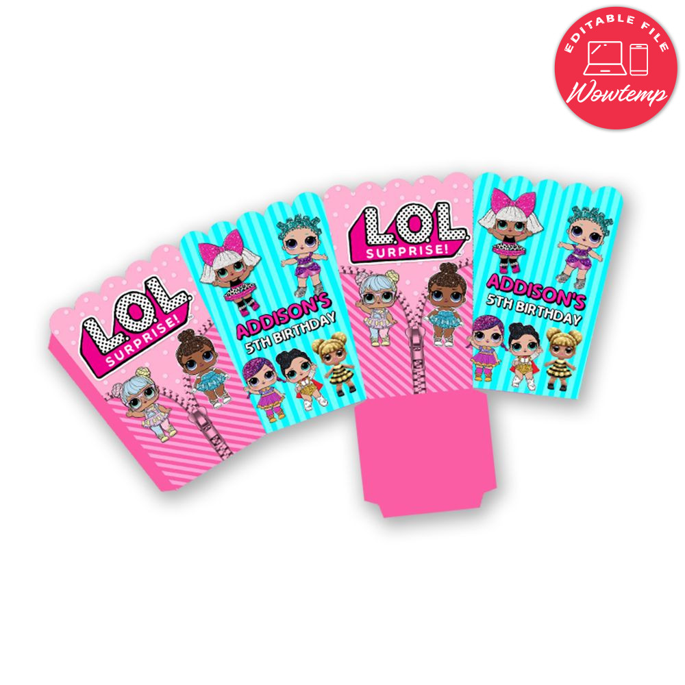 Lol surprise popcorn bag Template to Print at Home DIY | Wowtemp