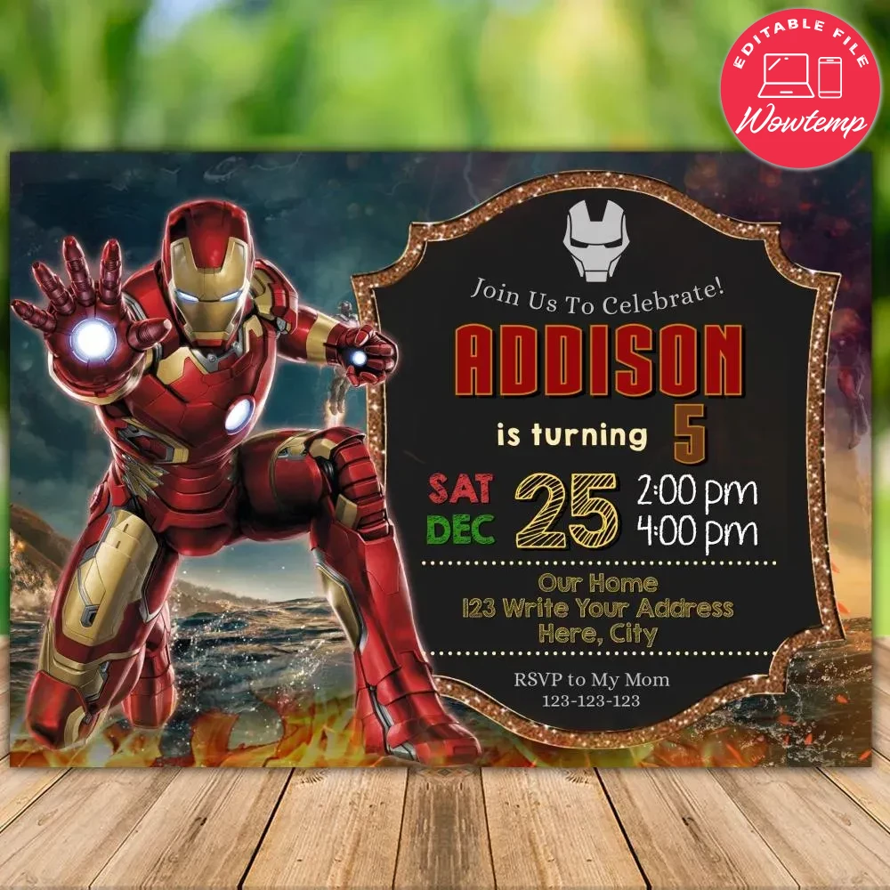 Printable Tony Stark Iron Man Birthday Flyer DIY | Wowtemp